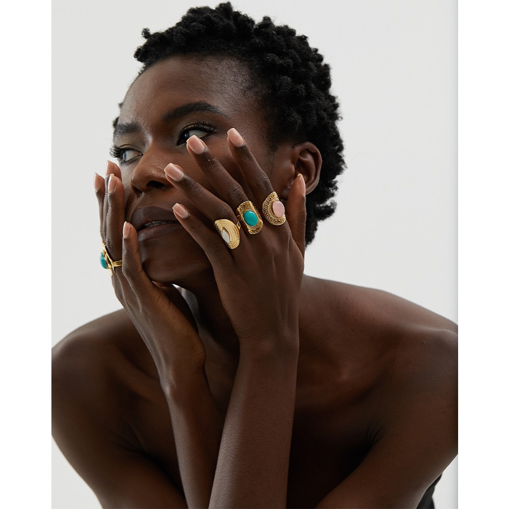 Yhpup Official Store | Yhpup 027 Stainless Steel Natural Stone Pink ...